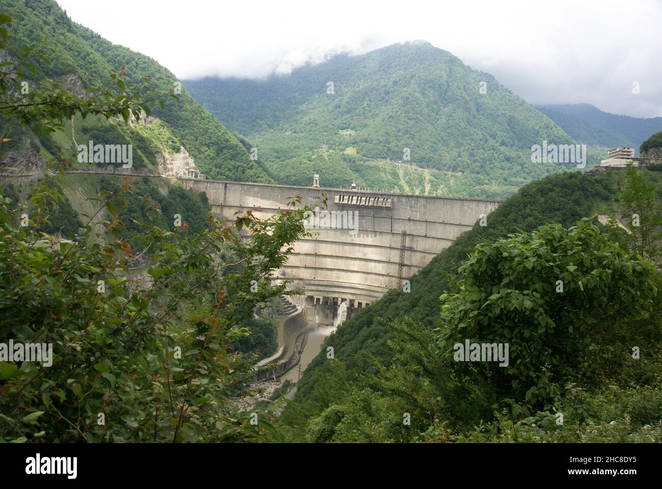 Georgia, Svaneti region, The Inguri (Enguri) river and dam Stock Photo ...