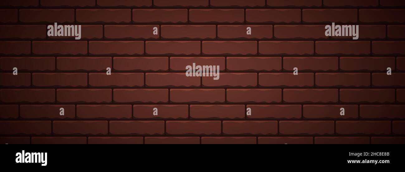 Dark red realistic brick wall design background. Nightly red cartoon ...