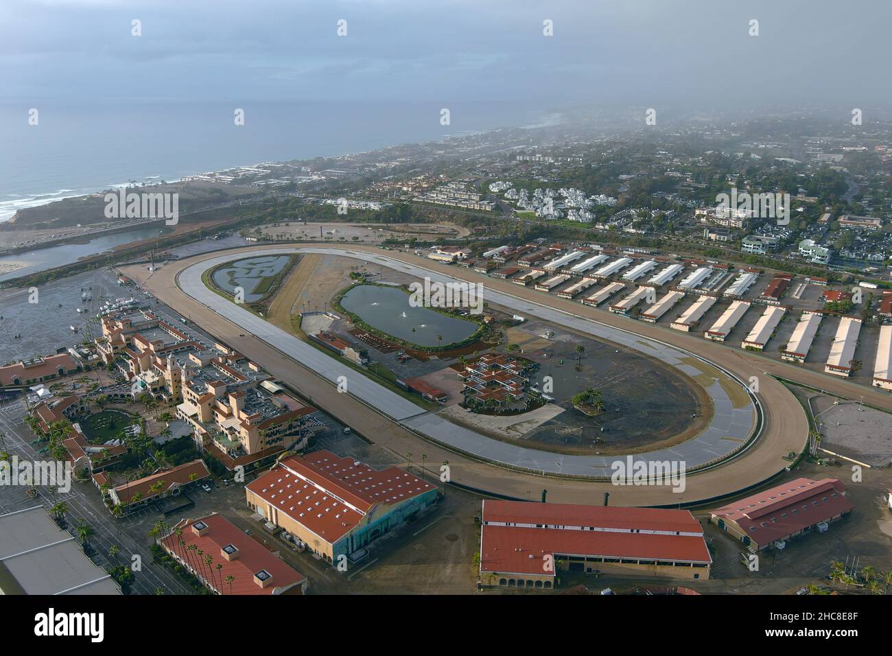 An aerial view of the Del Mar Fairgrounds and Racetrack, Saturday, Dec ...