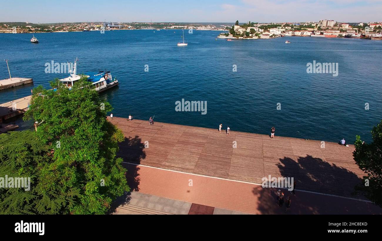 Aerial view of the urban landscape of Sevastopol with a view of ...