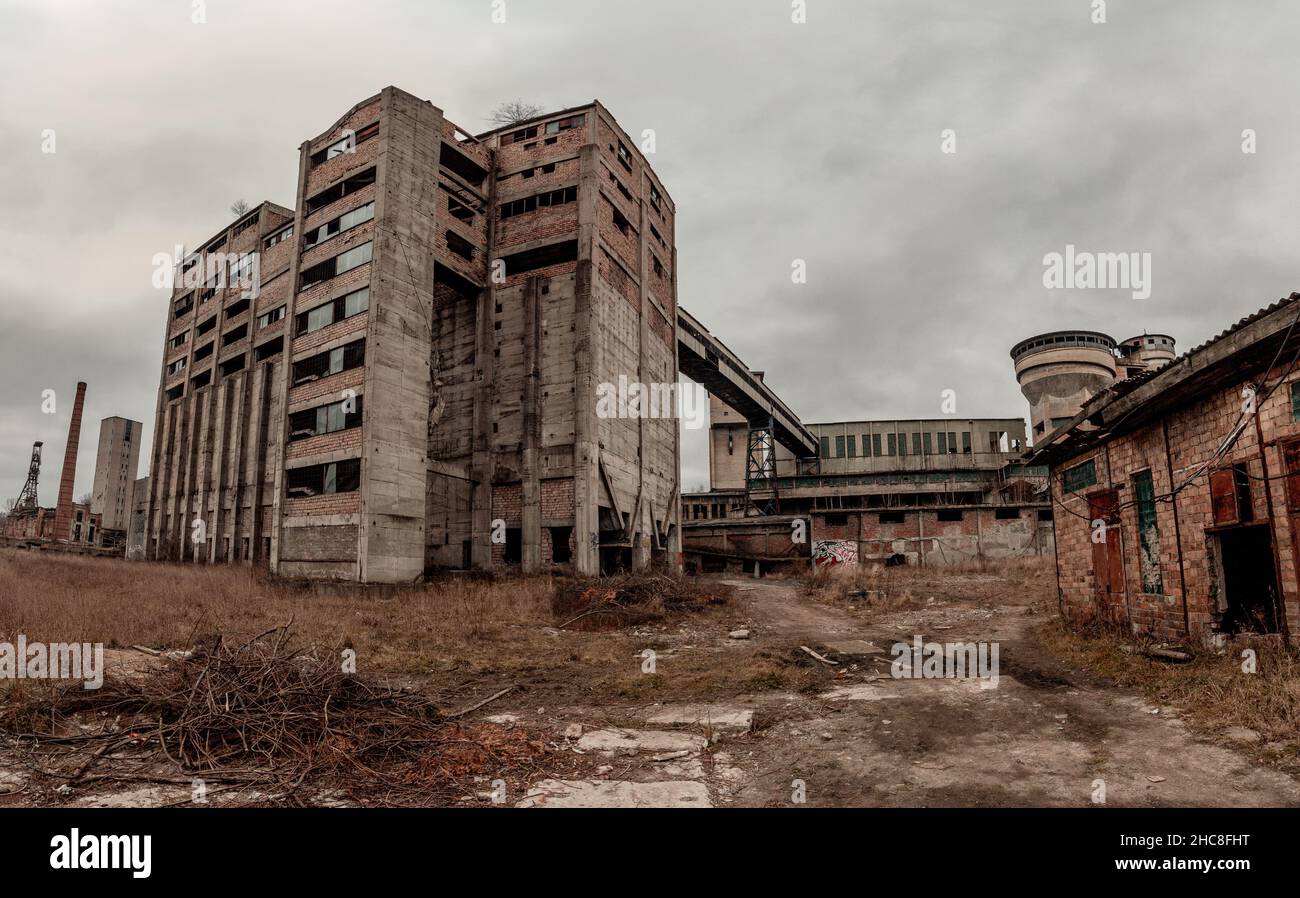 Building from the abandoned coal mine in Petrila, Romania Stock Photo ...