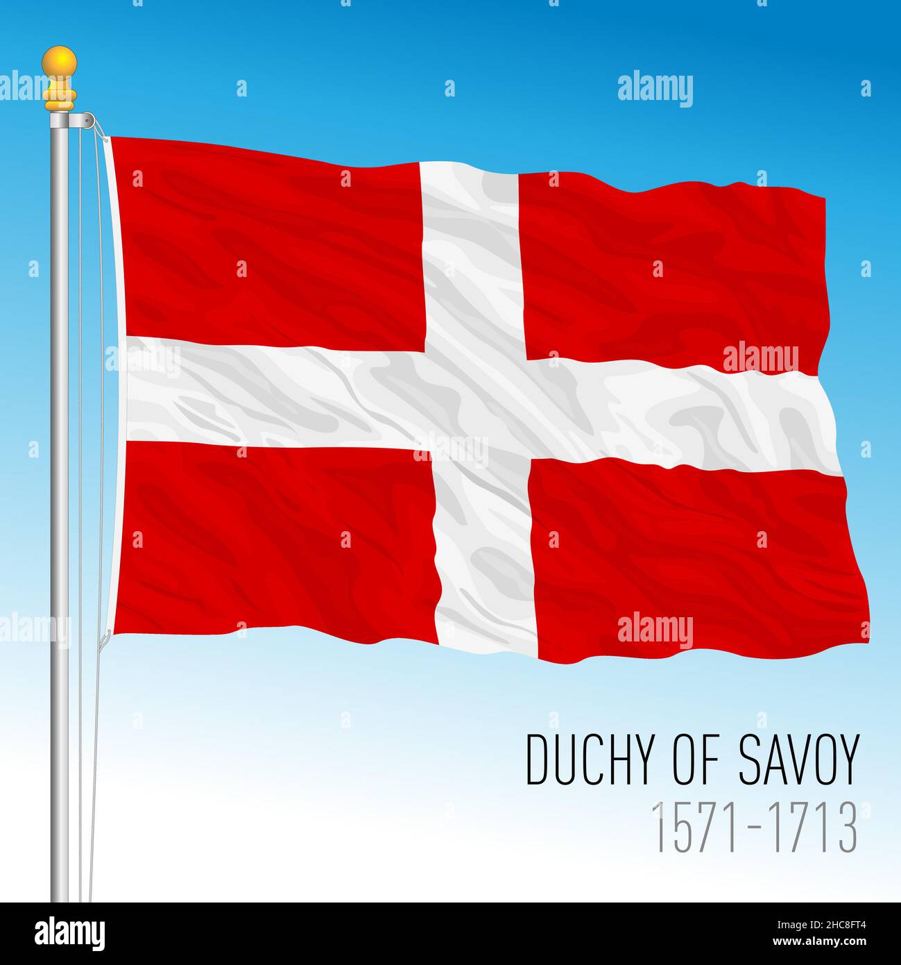 Duchy of Savoy historical flag, Italy, ancient preunitary country, 1571 ...