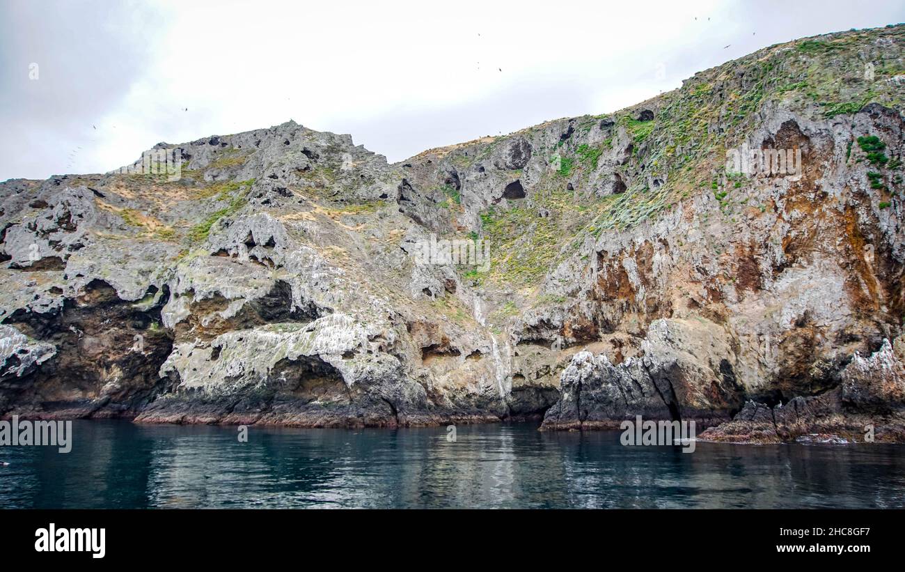 Beautiful massive cliffs of Anacapa Island in the Channel Islands ...