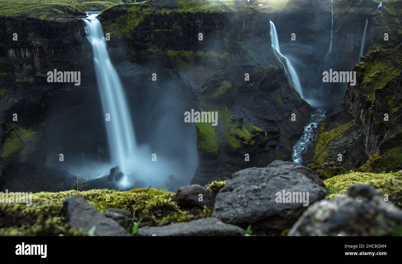 Waterfall aerial in forest mountain hi-res stock photography and images ...