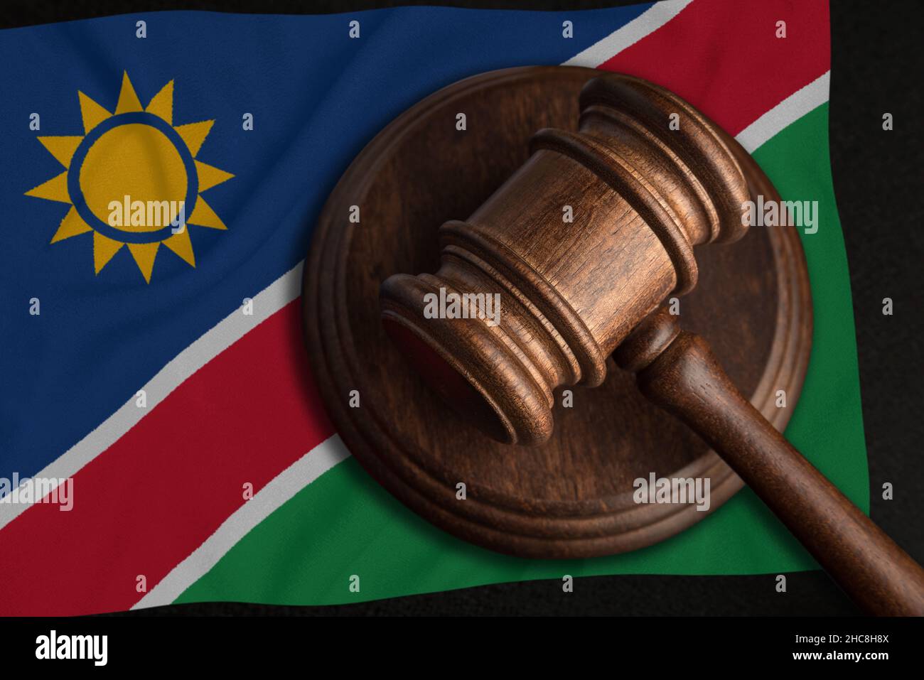 Judge Gavel and flag of Namibia. Law and justice in Namibia. Violation ...
