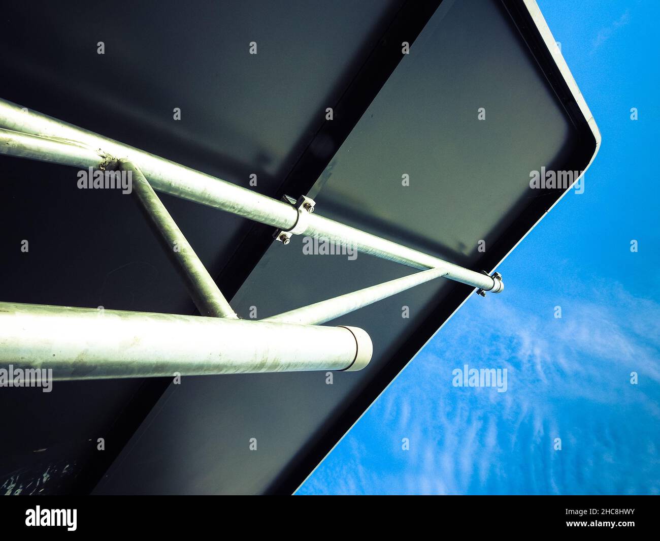 Billboard from backward on a blue sky background Stock Photo - Alamy
