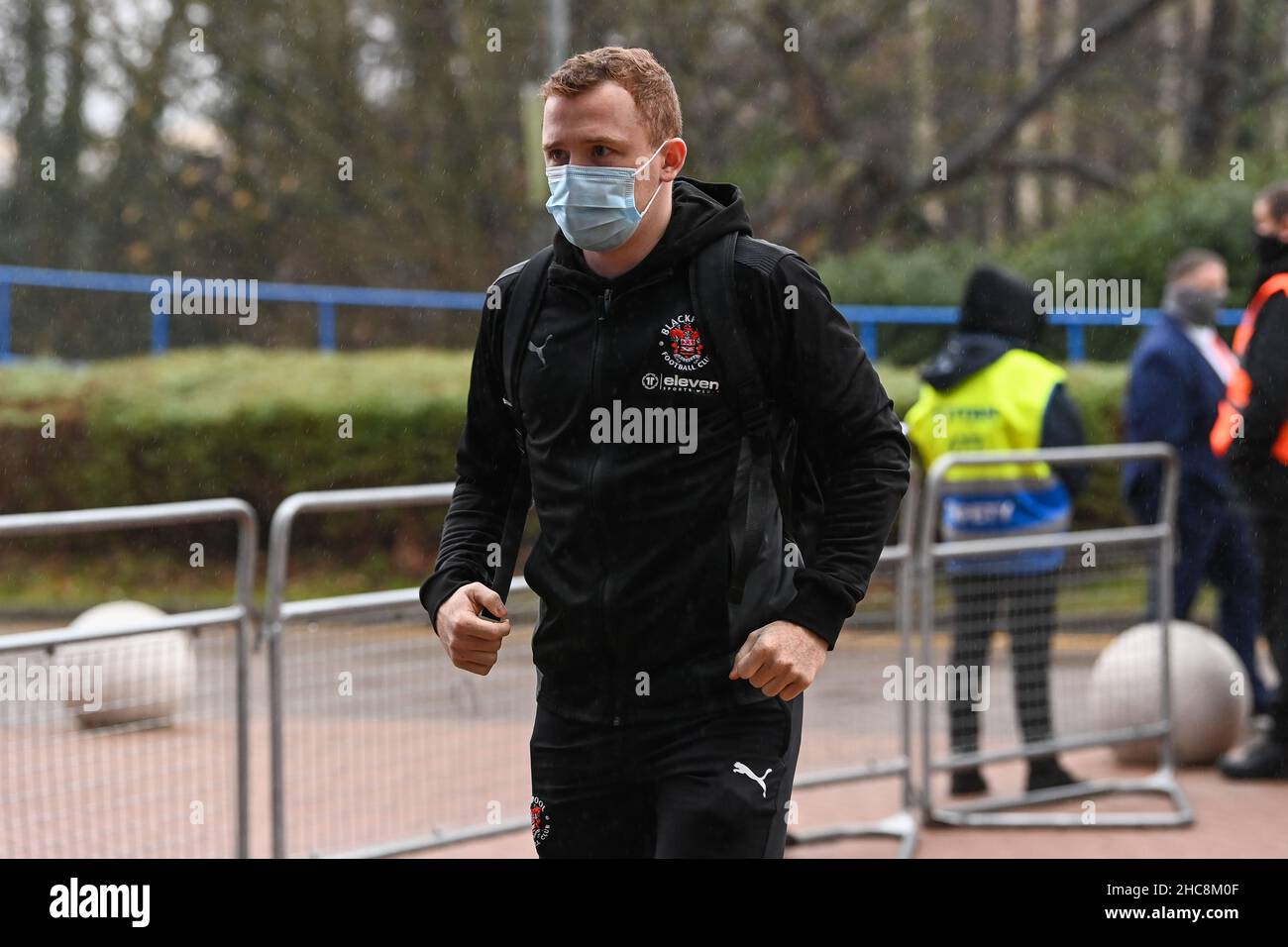 Shayne Lavery #19 of Blackpool arrives at The John Smith's Stadium ...