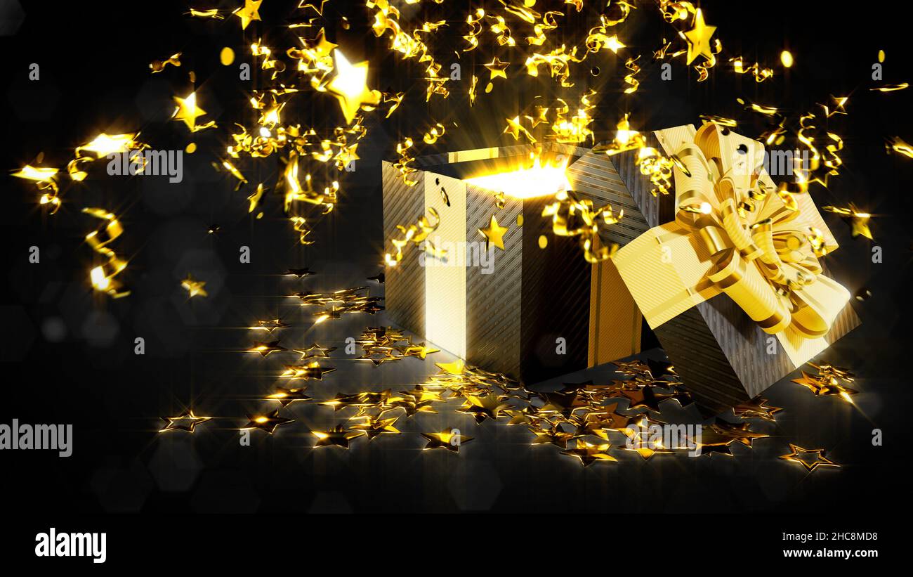black friday sell-out, opened present box with explosion of decorations ...
