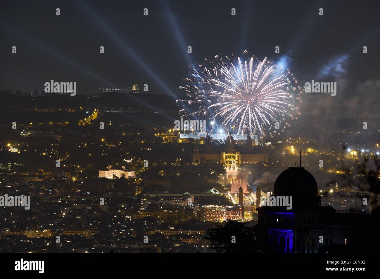 Fireworks night in the city of Barcelona, Spain Stock Photo - Alamy