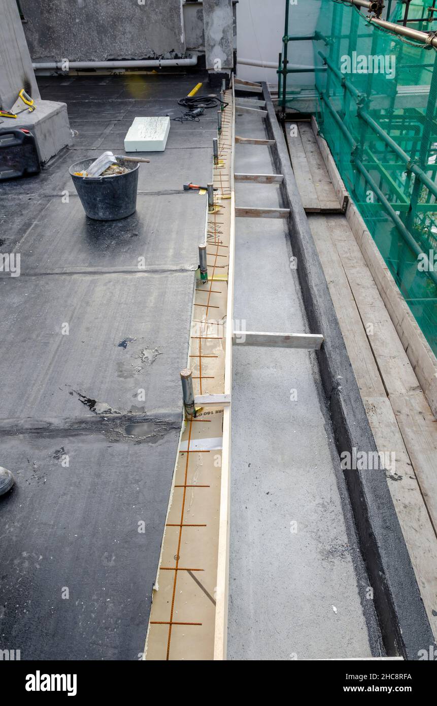 laying of waterproofing sheathing and insulation during the renovation ...