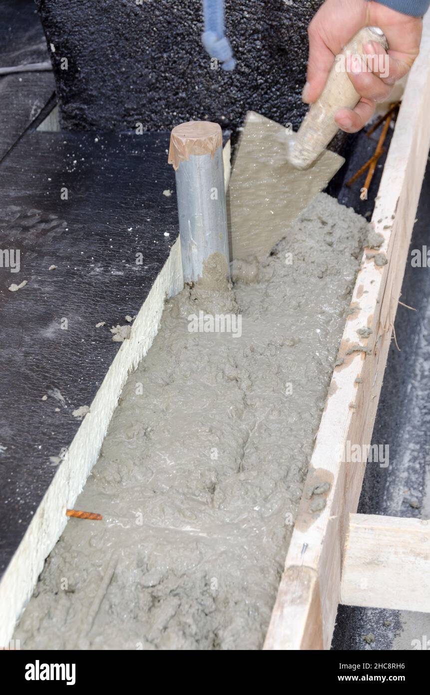 laying of waterproofing sheathing and insulation during the renovation ...