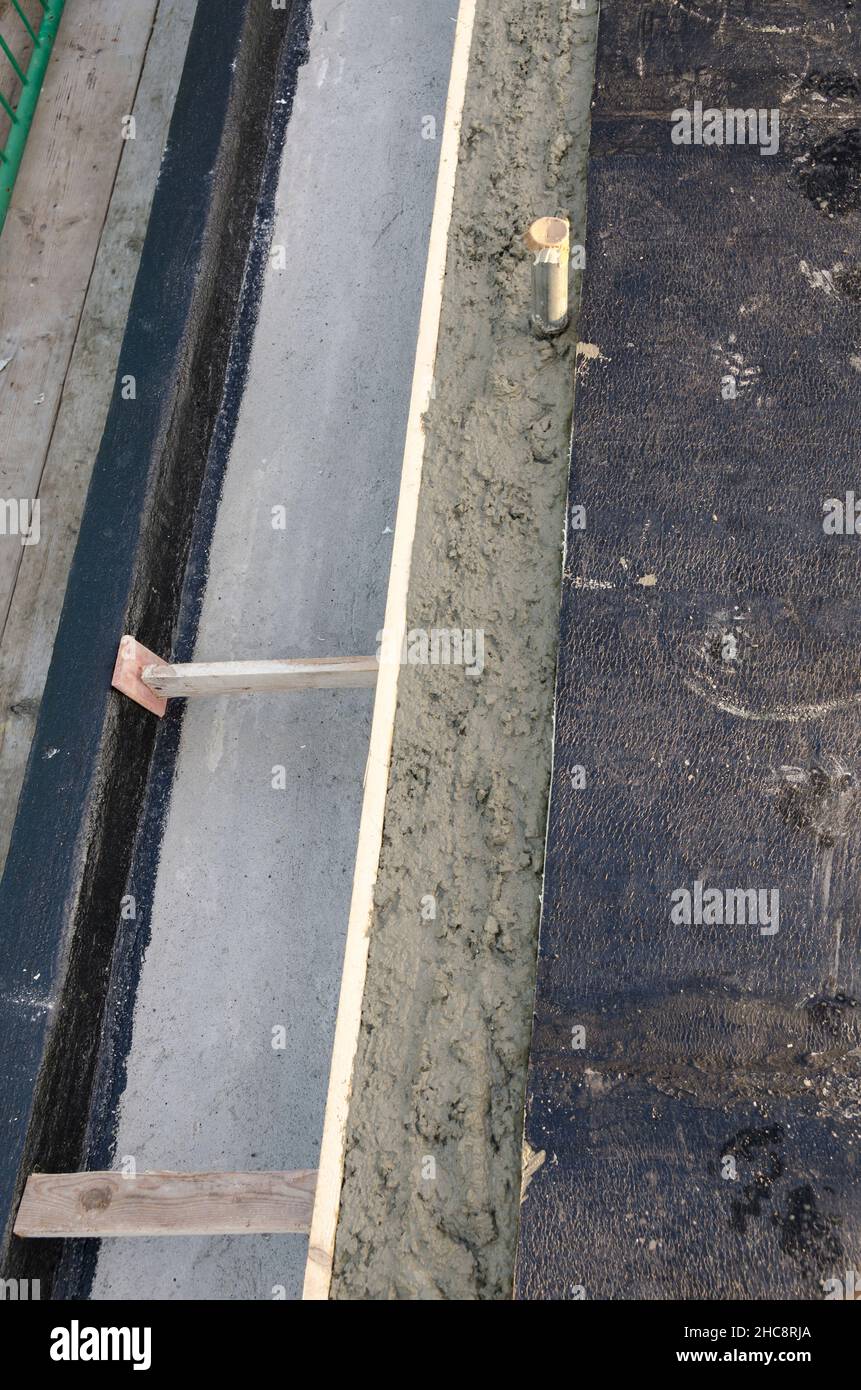 laying of waterproofing sheathing and insulation during the renovation ...