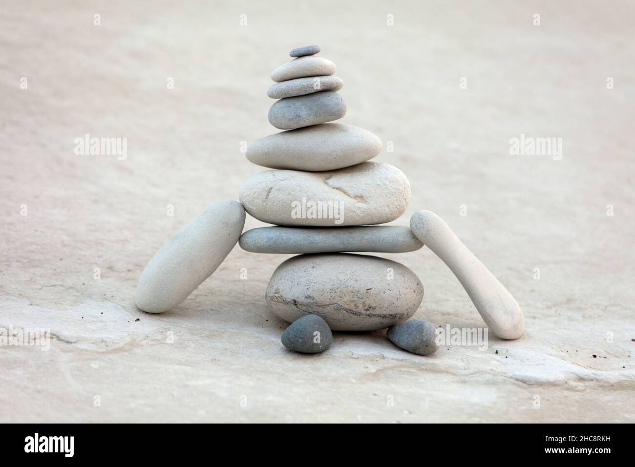 Pebble stone man, on beach, Island of Cyprus, eastern Mediterranean ...