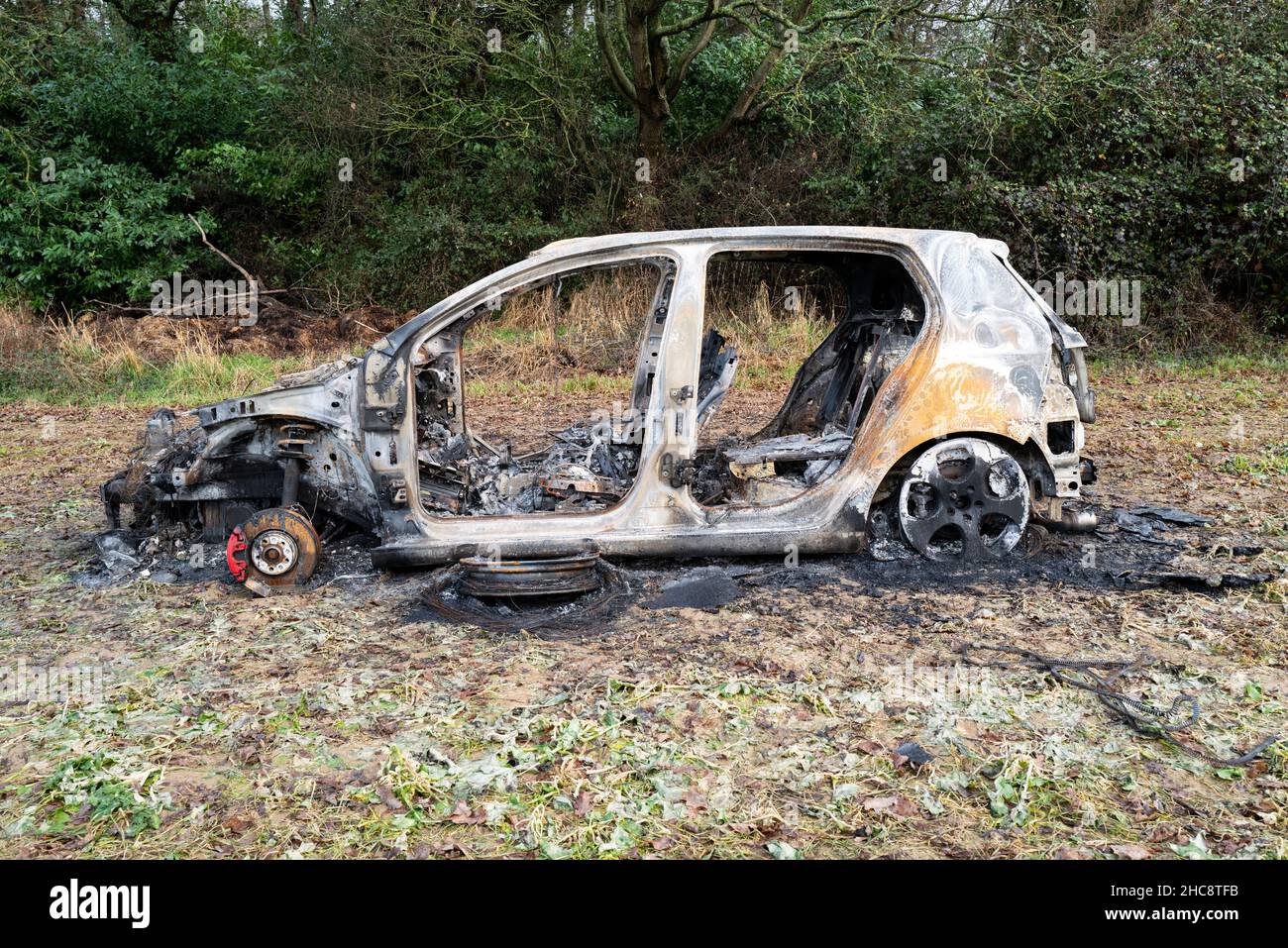 Burnt Out Volkswagen Golf GTi Car in Field Stock Photo - Alamy