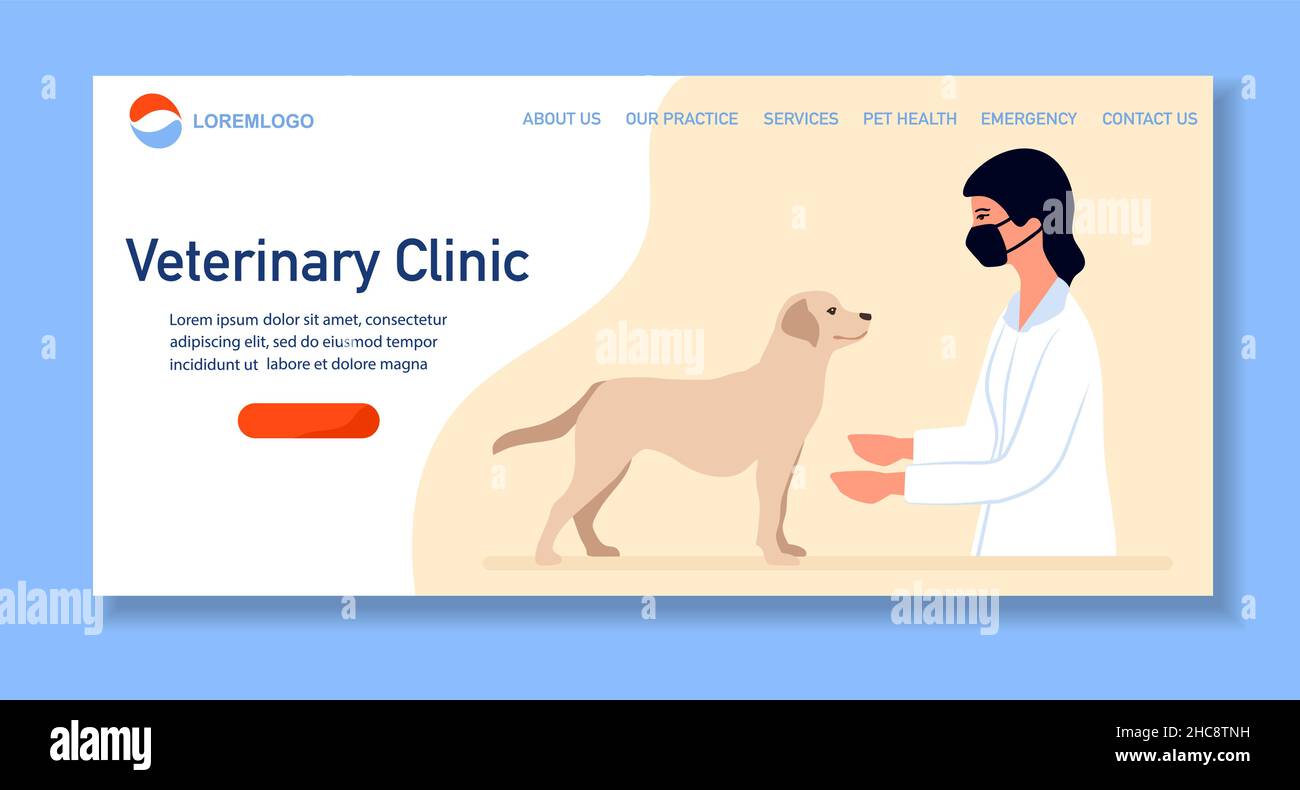 Vector illustration Visit to doctor with dog. Veterinary clinic ...