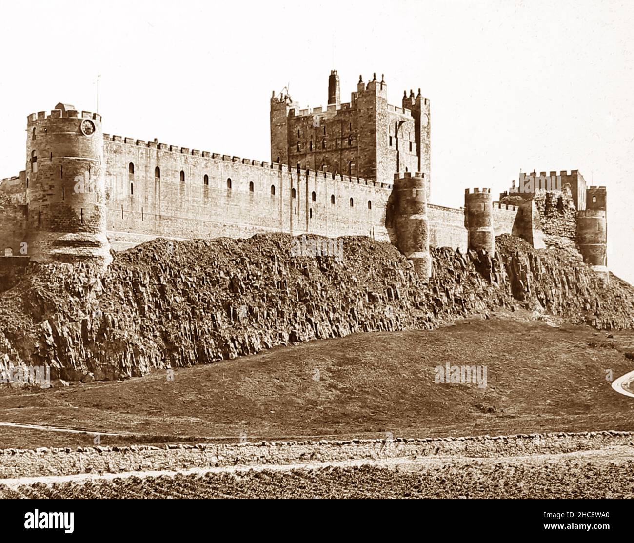 Bamborough Castle, Victorian period Stock Photo - Alamy