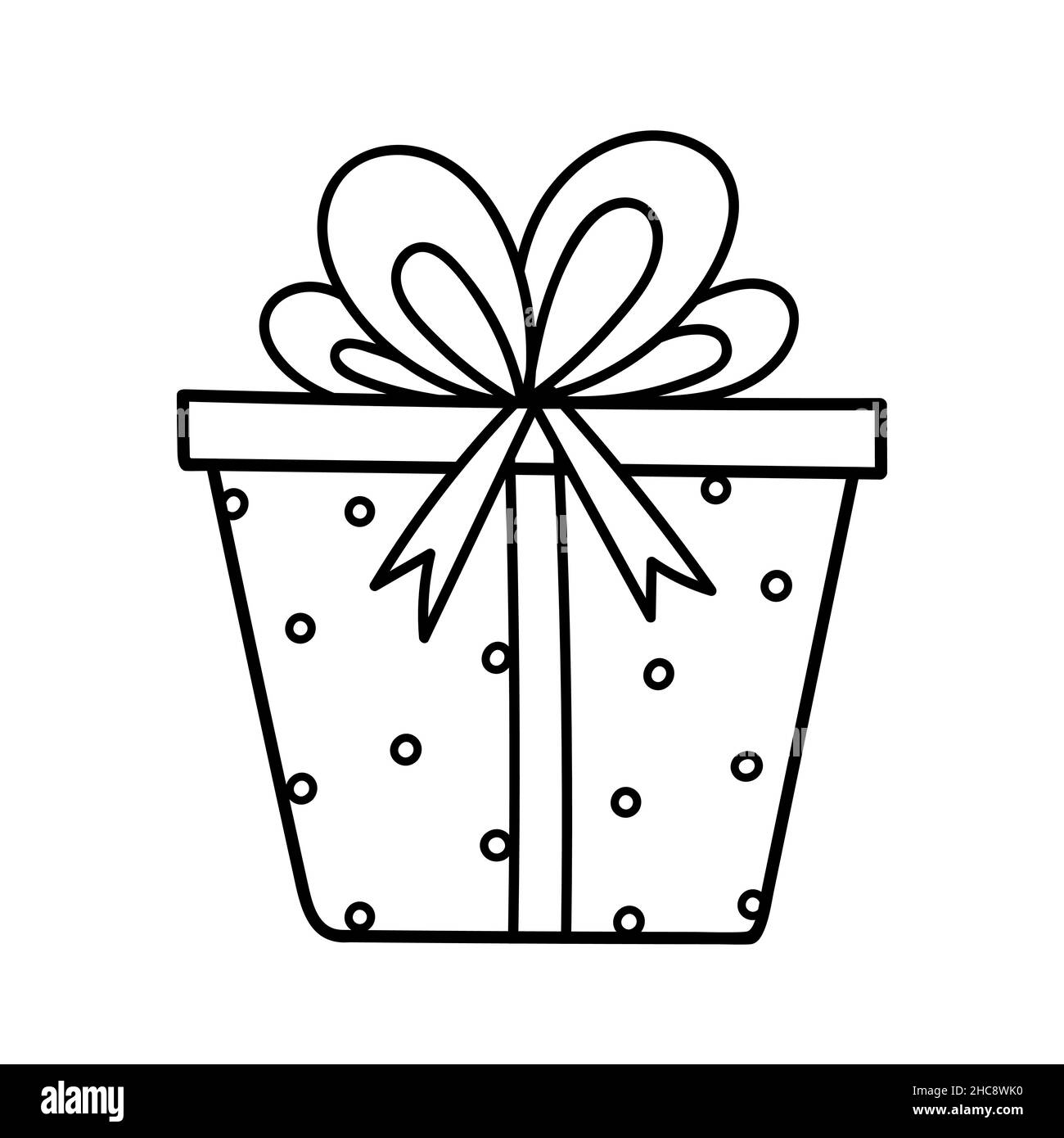 Holiday gift with a large bow and ribbon isolated on white background ...