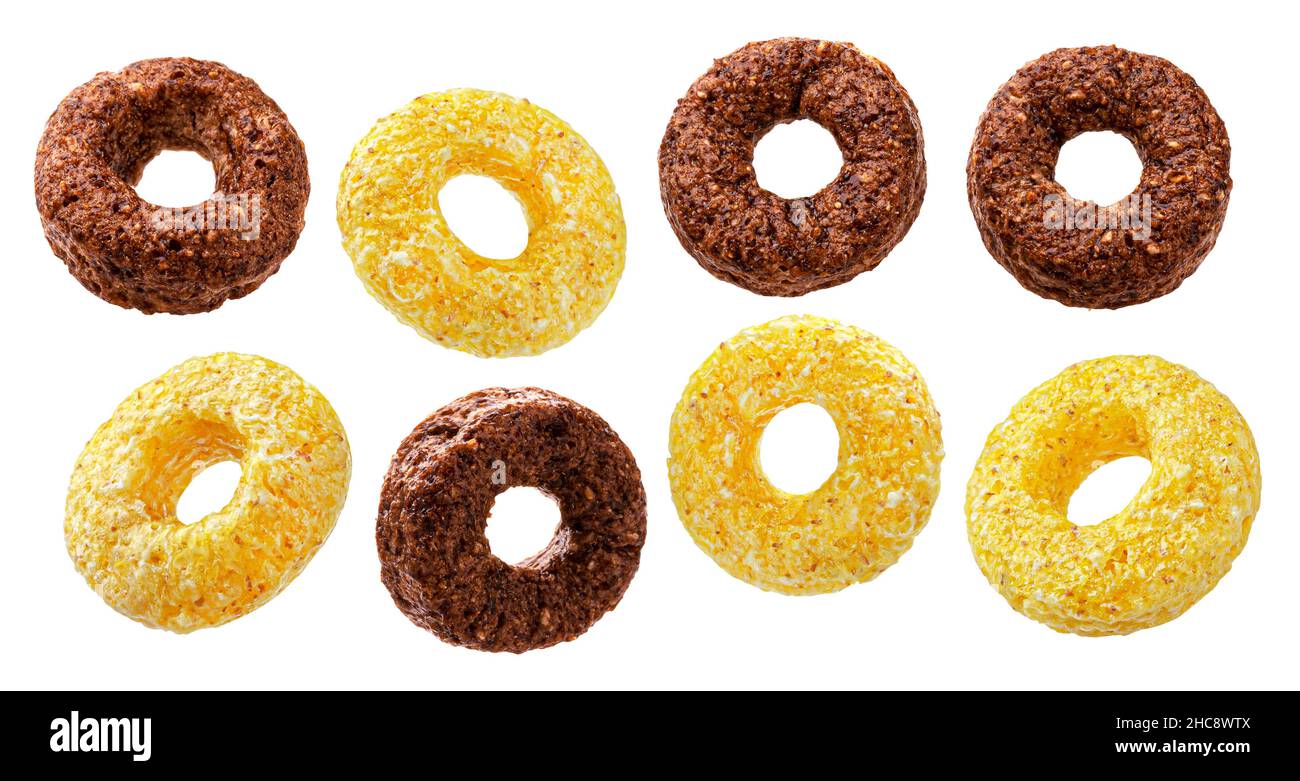 Corn rings isolated on white background Stock Photo - Alamy