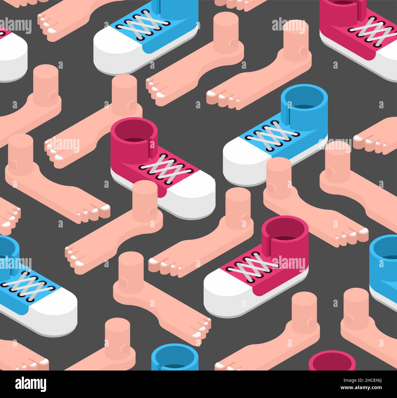 Feet and Sneakers pattern seamless. Toes and shoes background. vector ...