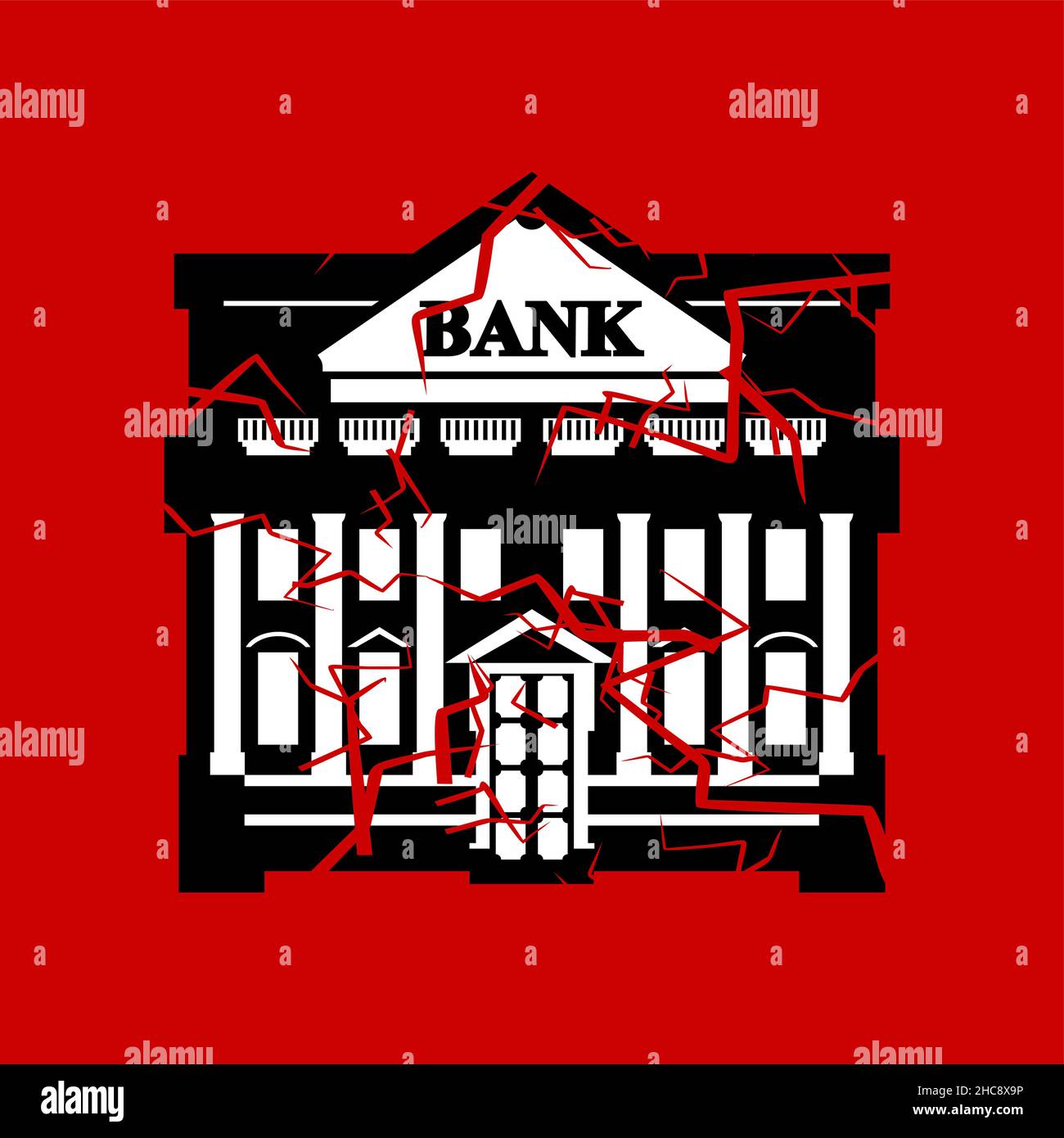 Broken bank. concept Bank bankruptcy. Bank collapse. Crisis and problem ...