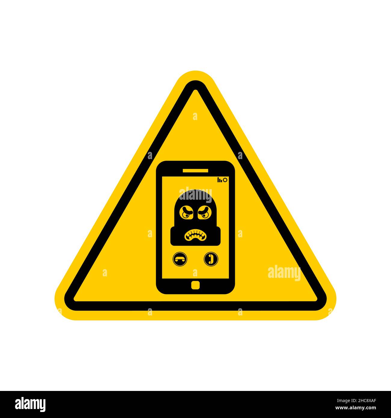 Yellow mobile phone exclamation mark Stock Vector Images - Alamy