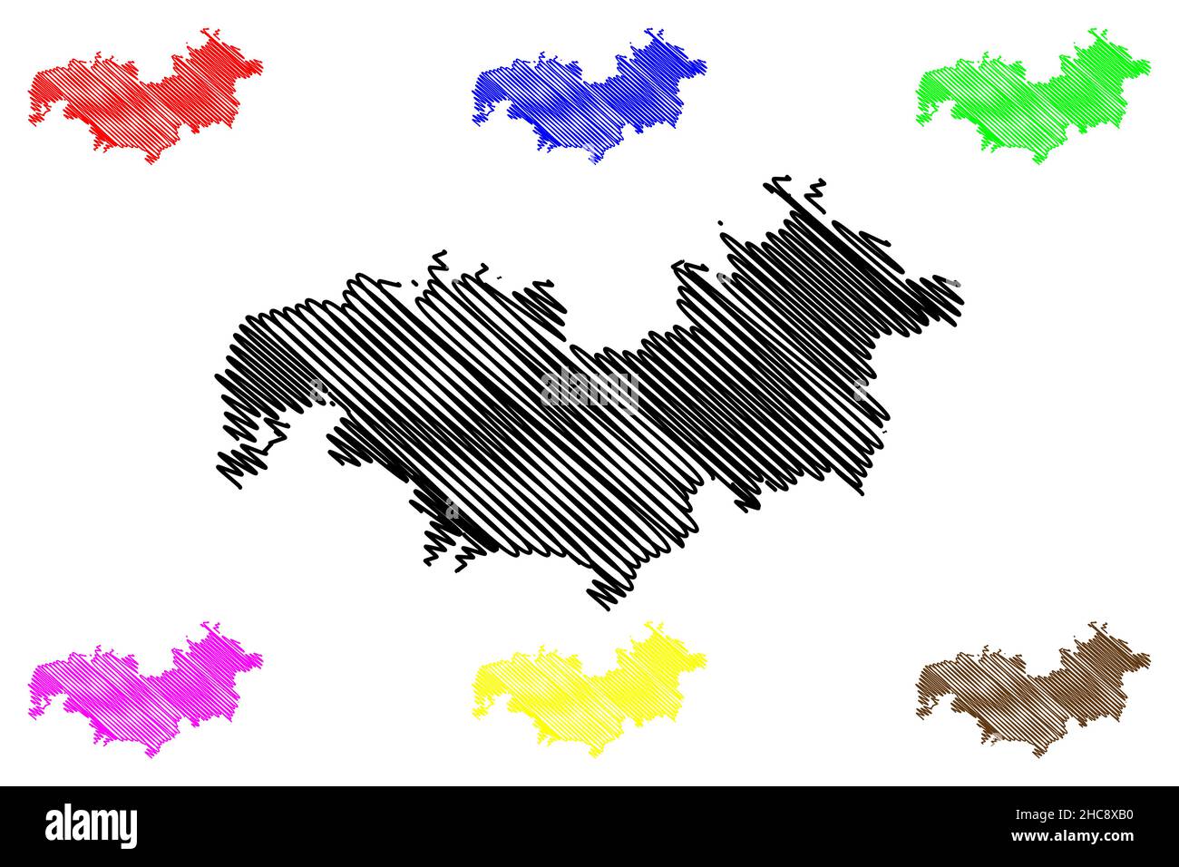 Patan district (Gujarat State, Republic of India) map vector illustration, scribble sketch Patan ...