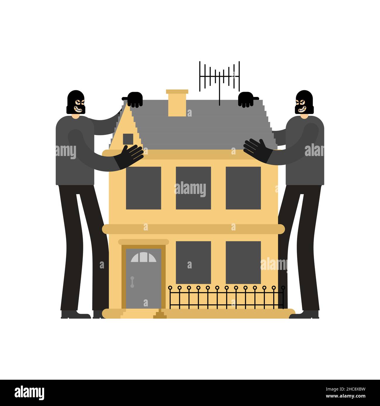 Thief stolen house. Criminal stole home. vector illustration Stock ...