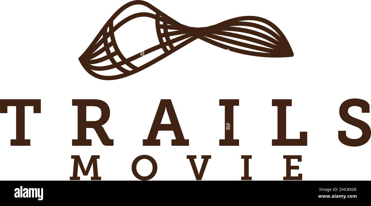 Flat silhouette TRAILS MOVIE watching logo design Stock Vector Image ...