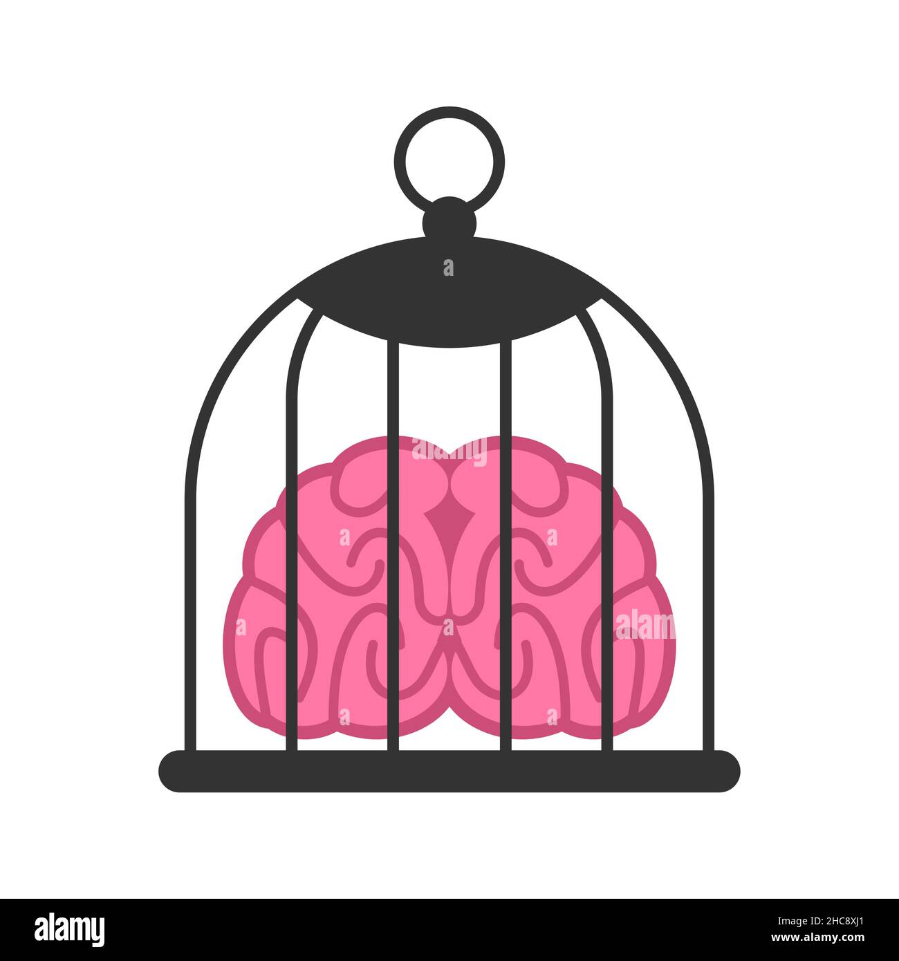 brain in cage. Brains behind bars. vector illustration Stock Vector ...