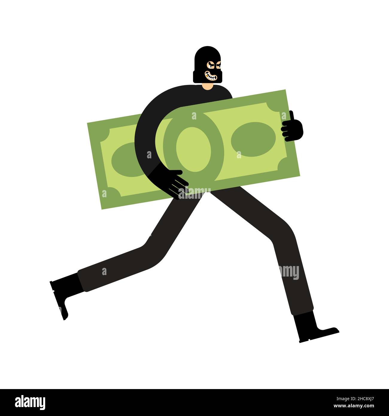 Thief Stolen Money Criminal Stole Cash Vector Illustration Stock