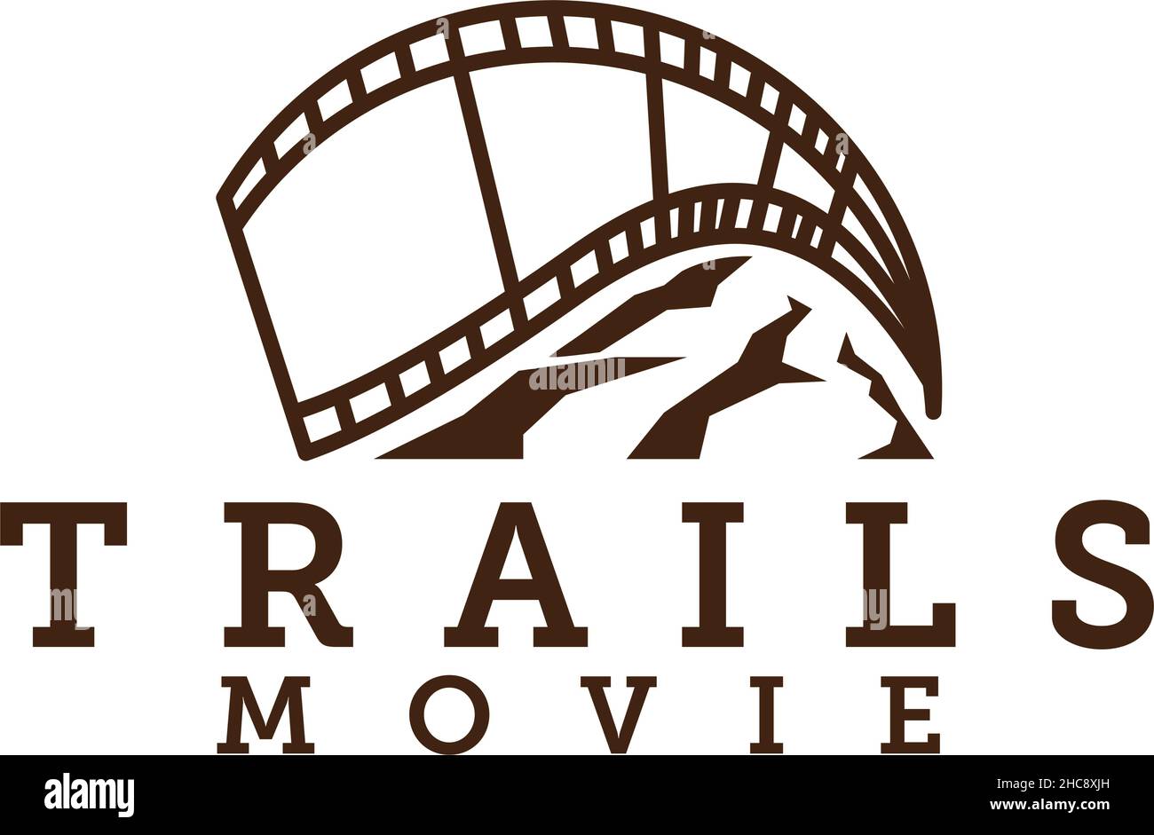 Flat silhouette TRAILS MOVIE watching logo design Stock Vector Image ...