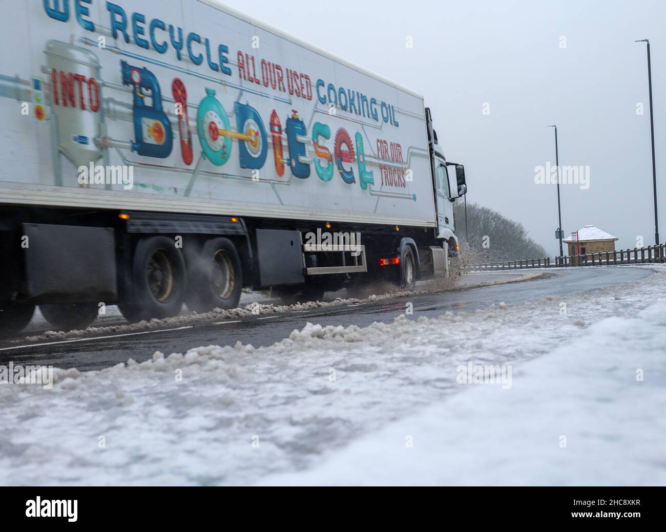 A lorry powered by biodiesel oil fuel Stock Photo - Alamy