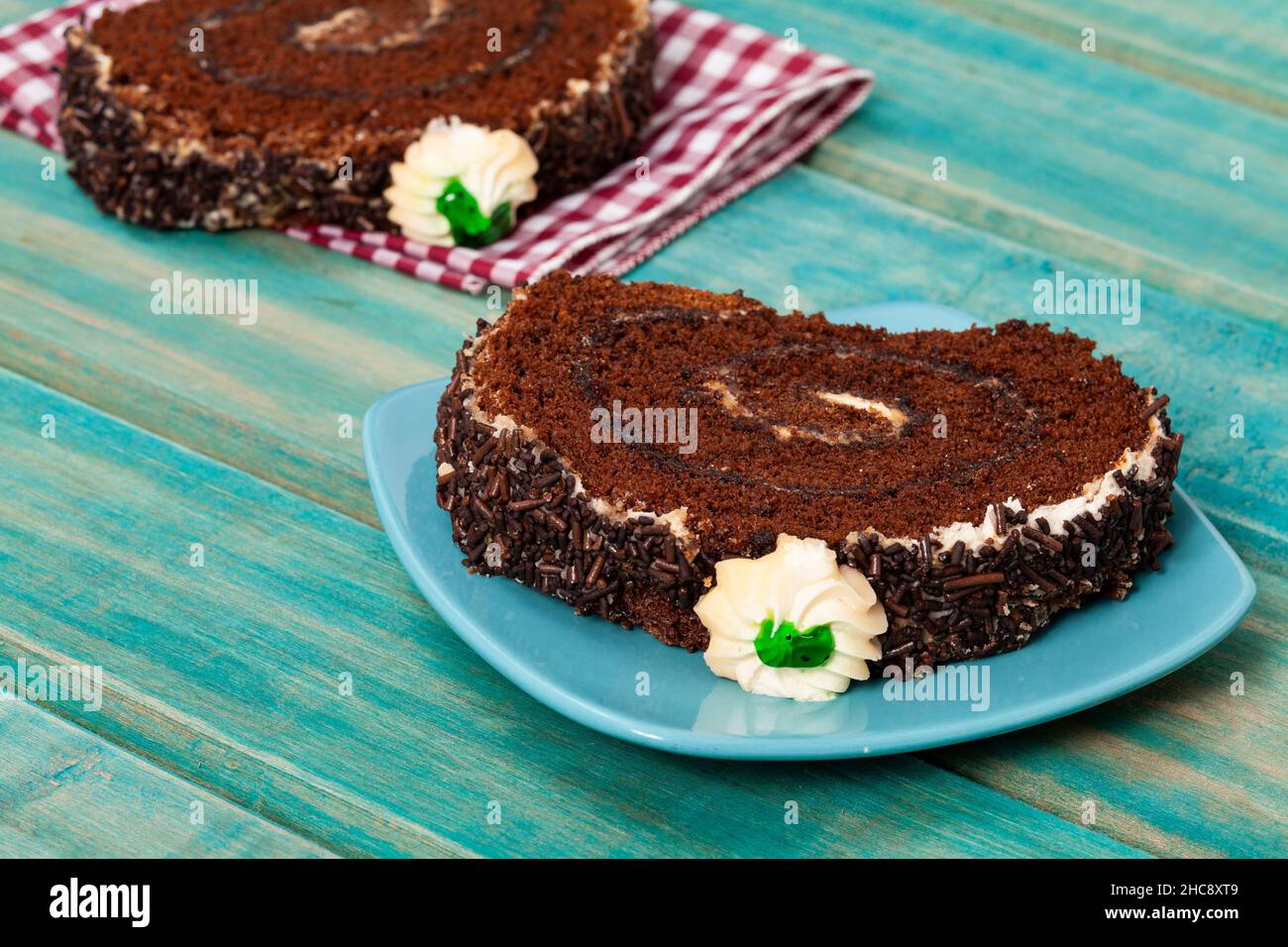 Chocolate sponge pudding with custard hi-res stock photography and ...
