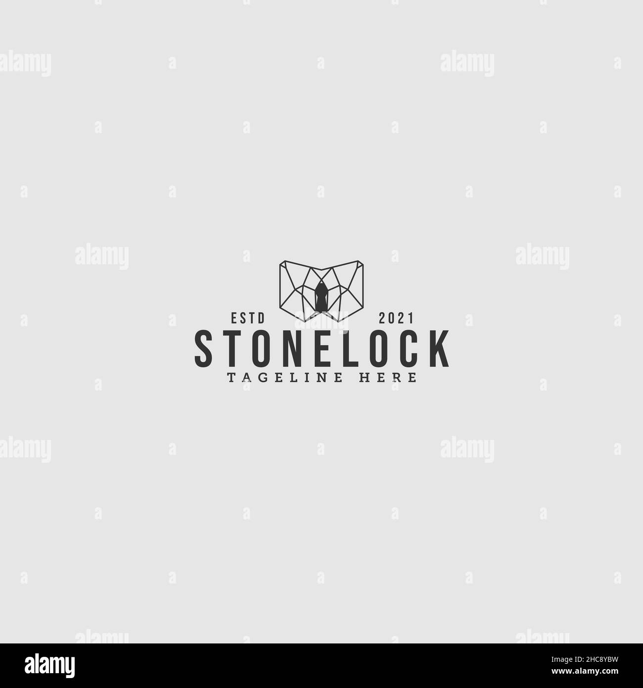 Modern flat silhouette STONE LOCK lock logo design Stock Vector Image ...