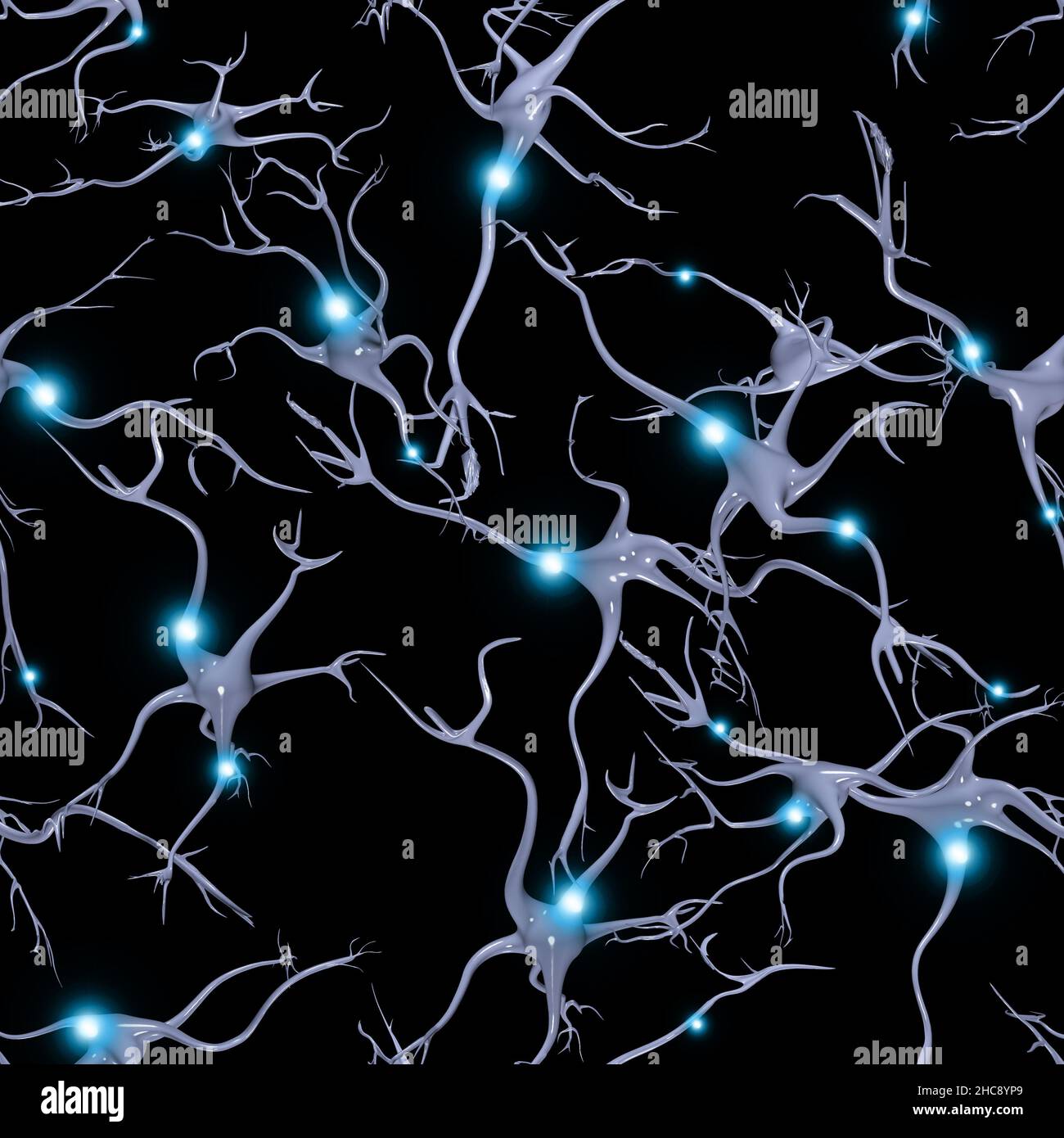 Seamlessly Repeatable Brain Cells Neurons Pattern. 3D rendering Stock ...