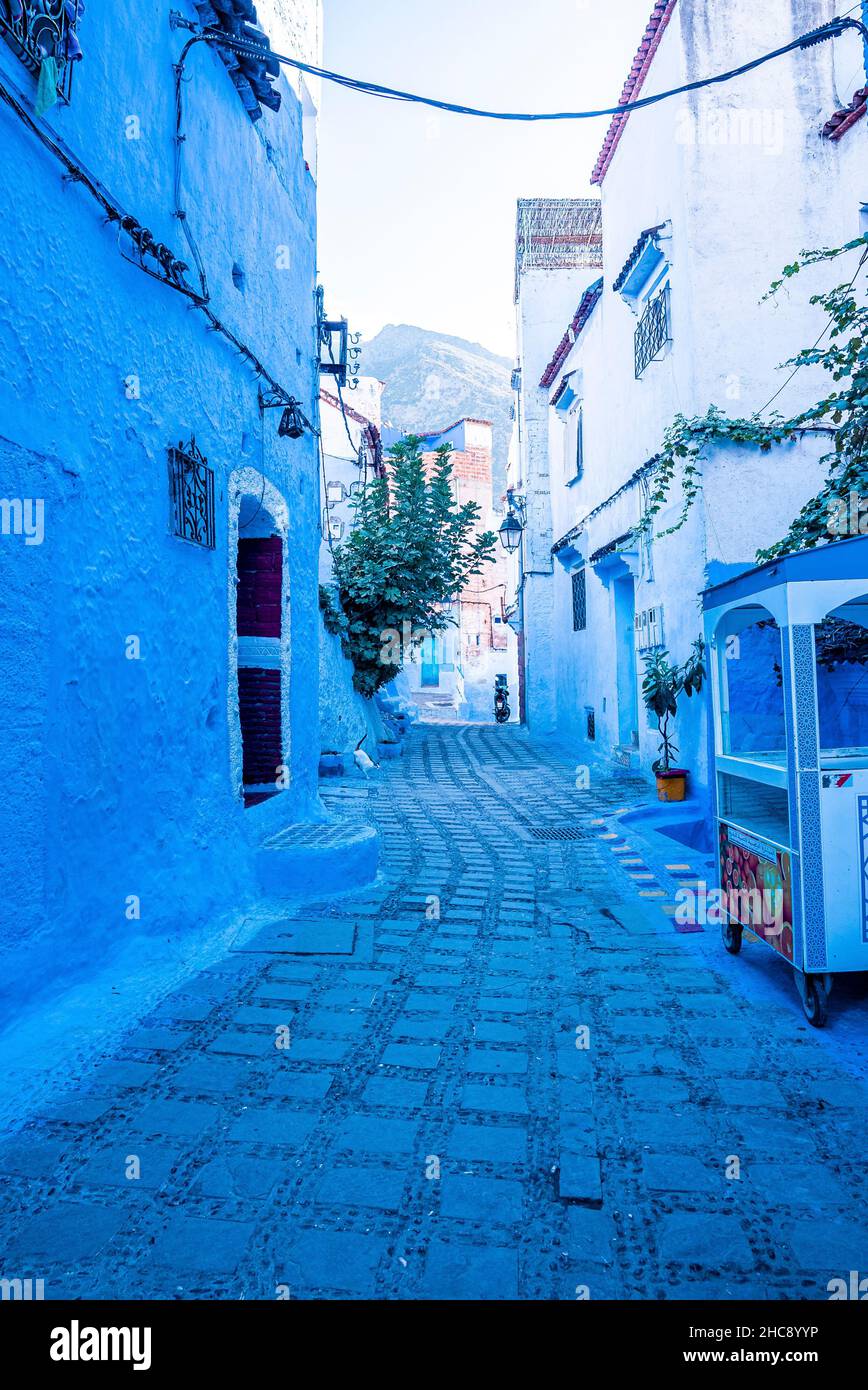 The famous blue colored house on both side of the street Stock Photo ...