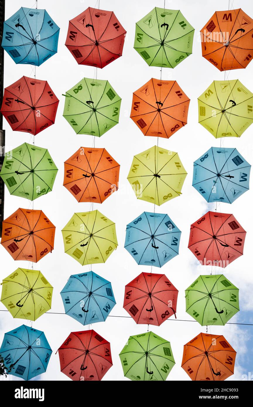 An umbrella street art project in Liverpool city center near Bold ...