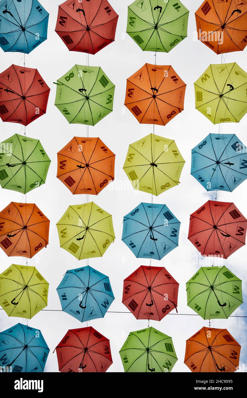 An umbrella street art project in Liverpool city center near Bold ...