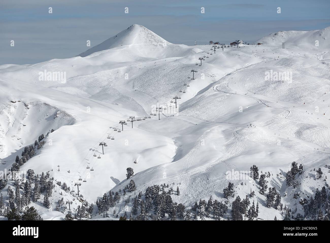Skiing slopes from the top Stock Photo - Alamy