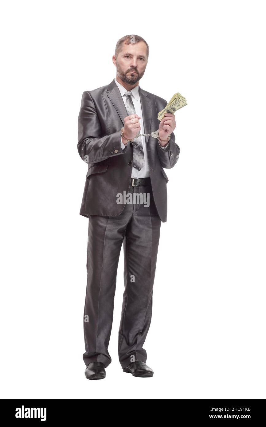 businessman in handcuffs. isolated on a white background Stock Photo ...