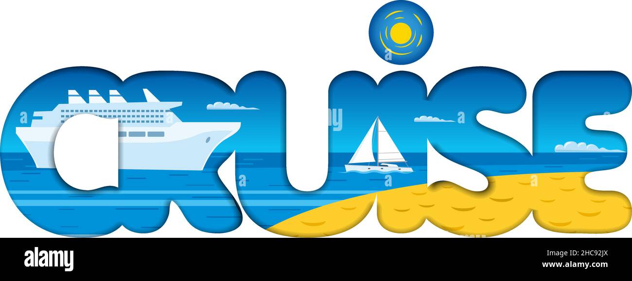 cruise resort and travel concept lettering concept illustration Stock ...
