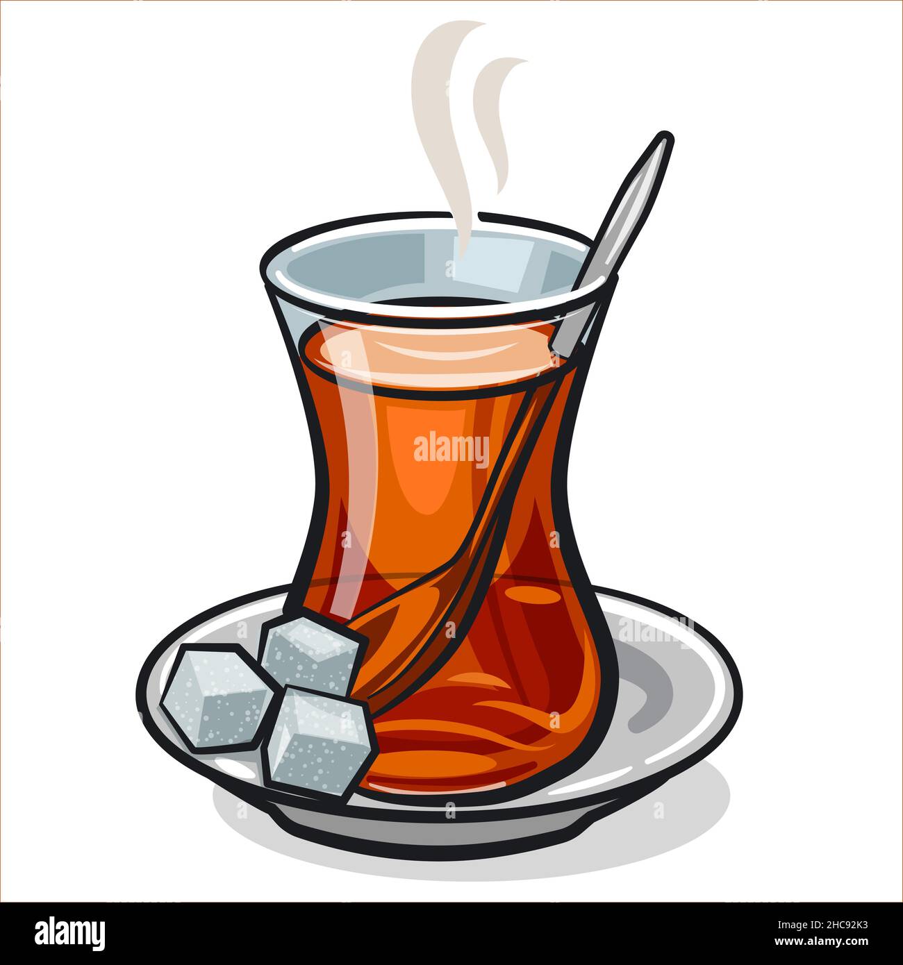Turkish authentic traditional black tea in the glass Stock Vector Image ...