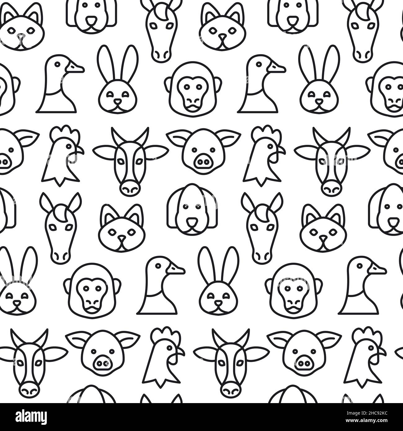 Outline vector animals seamless Cut Out Stock Images & Pictures - Alamy