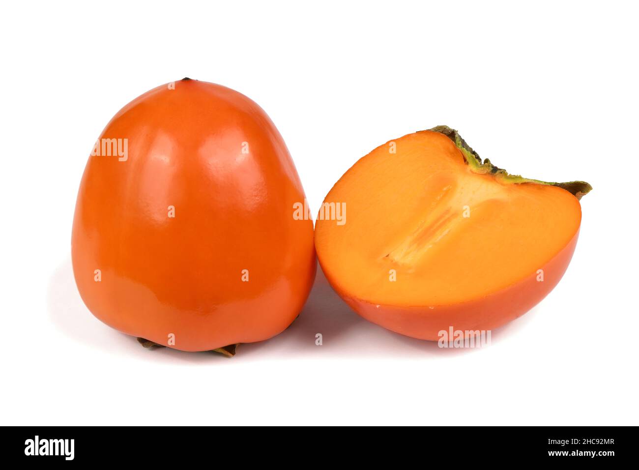 Orange ripe persimmon. Persimmon fruit. Orang fruits slice cut out ...