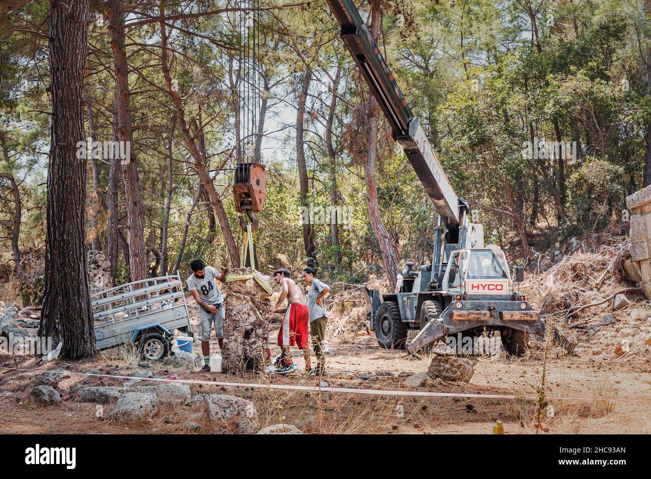 24 August 2021, Antalya, Turkey: Working archaeologists are working on ...
