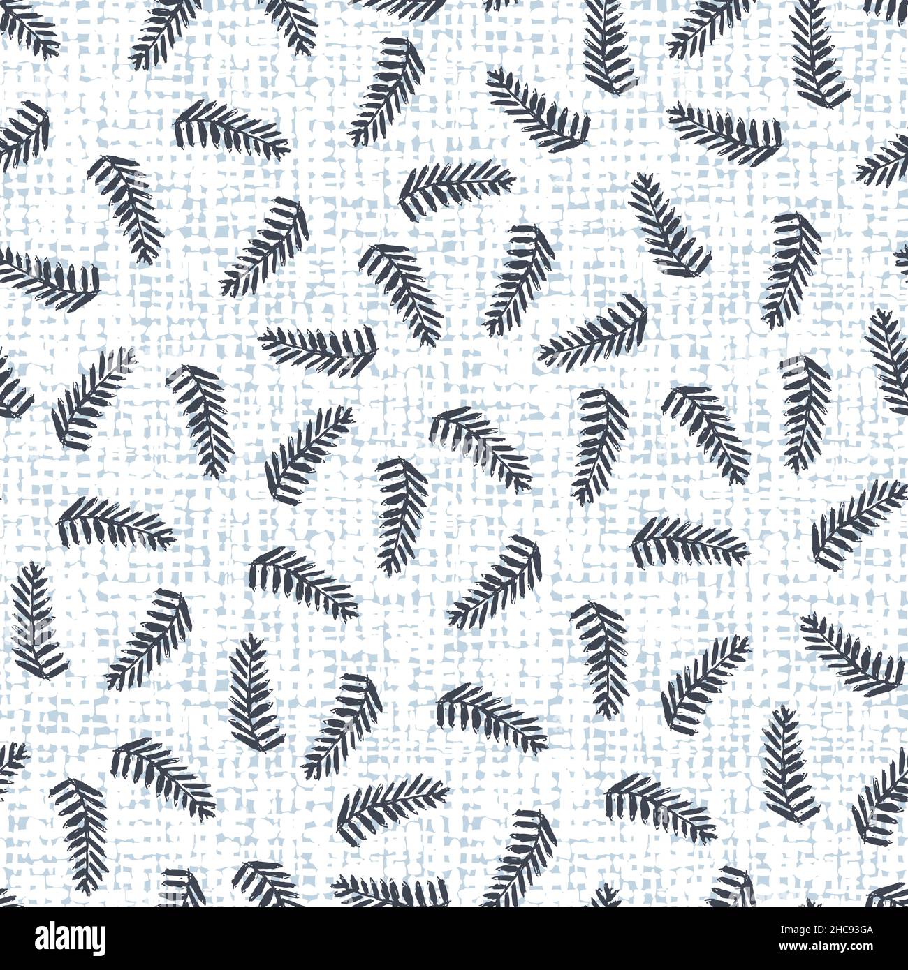 Vector white canvas prehistoric scattered fern doodle repeat pattern 01 ...
