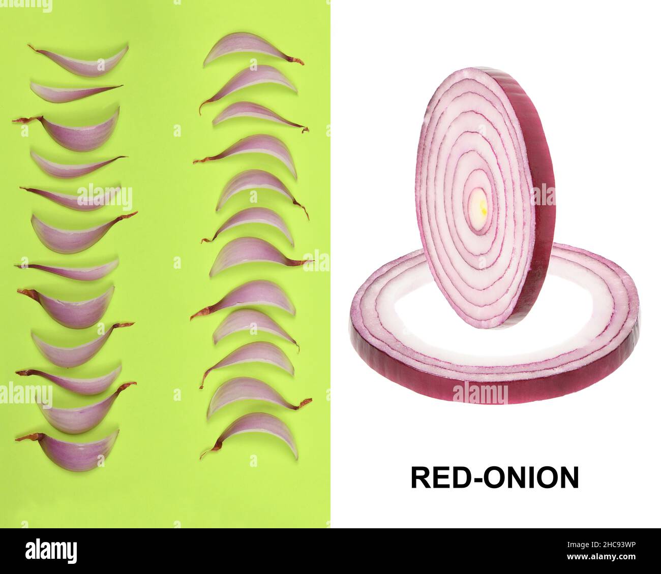 Creative layout made of red onion. High resolution photo. Full depth of ...