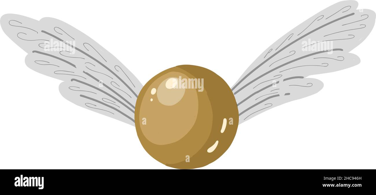 flying ball for the game. Magic. golden ball with wings Stock Vector ...