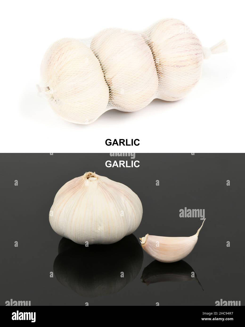 Creative layout made from garlic. High resolution photo. Full depth of ...