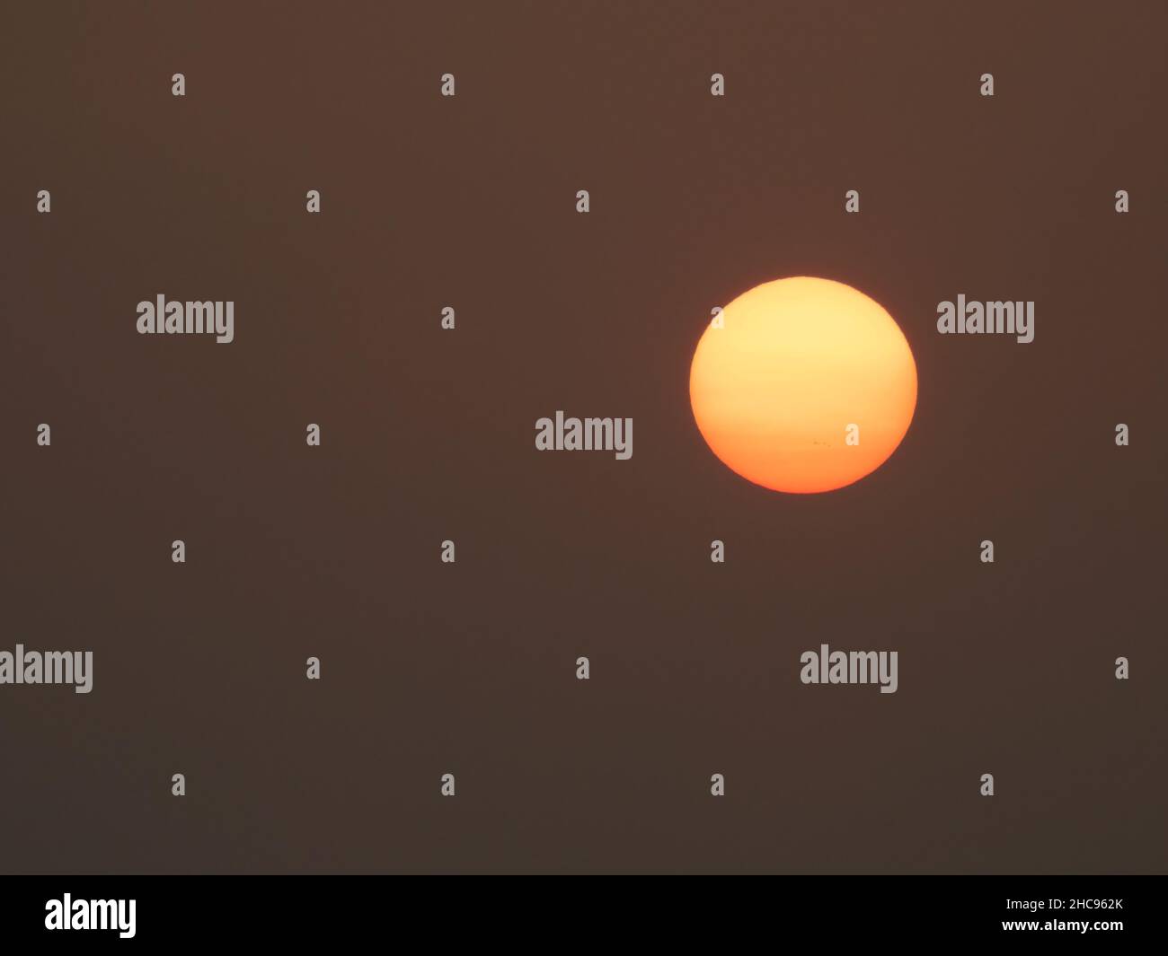The Sun disk with visible spots. Taken on sunset on October 27, 2020 ...